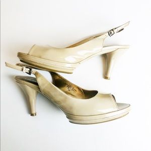 Sam & Libby | Shoes | Sam Libby Taupe Vegan Patent Leather Heels 85m ...